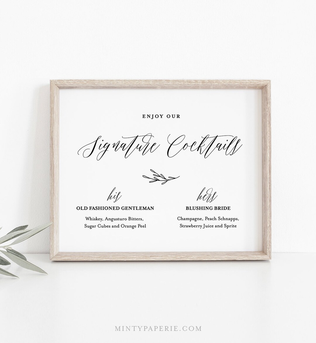 Signature Drinks Sign Template, Bride and Groom Signature Cocktails ...