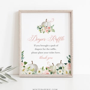 Diaper Raffle Printable, Fall Pumpkin Baby Shower Diaper Raffle Insert ...