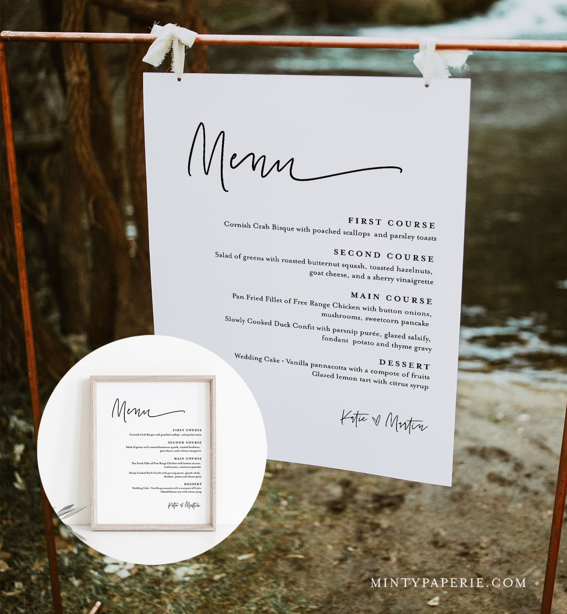 Minimalist Menu Sign Printable Wedding Dinner Menu Poster | Etsy