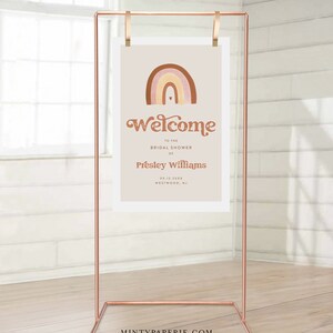 Boho Rainbow Welcome Sign, Printable Retro 70s Baby or Bridal Shower ...