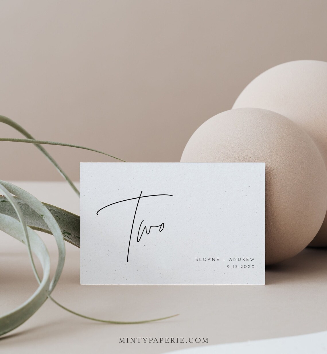 Horizontal Table Number Card Template, Modern Minimal Clean Wedding ...