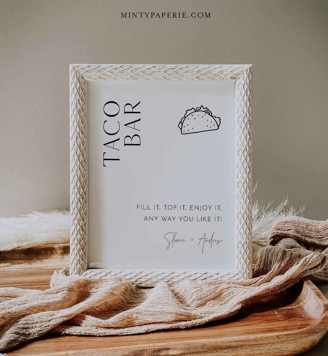 Taco Bar Sign, Modern Wedding Taco Table Sign, Fiesta Taco Bridal ...
