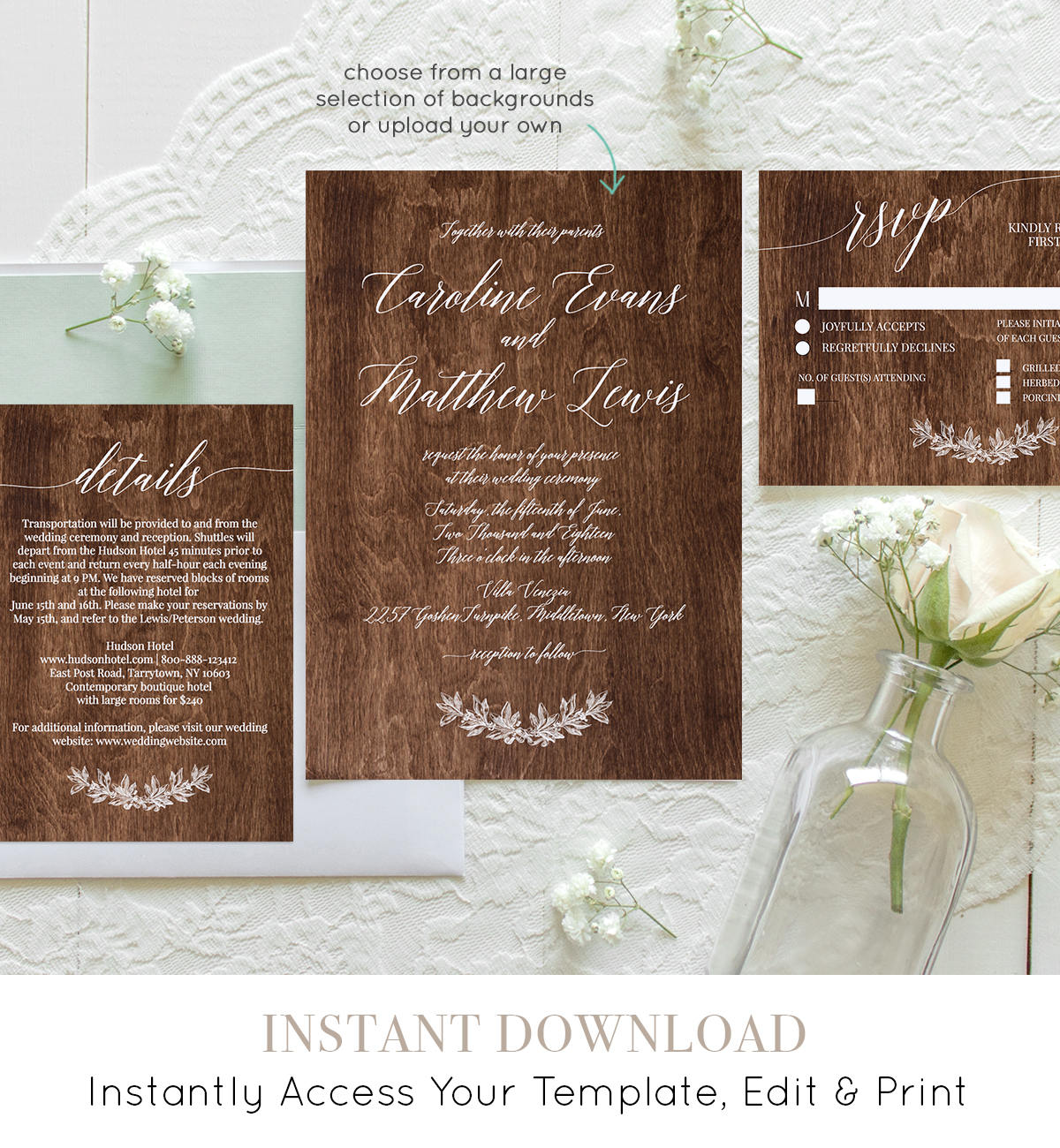 Simple Wedding Invitation Printable Modern Calligraphy | Etsy