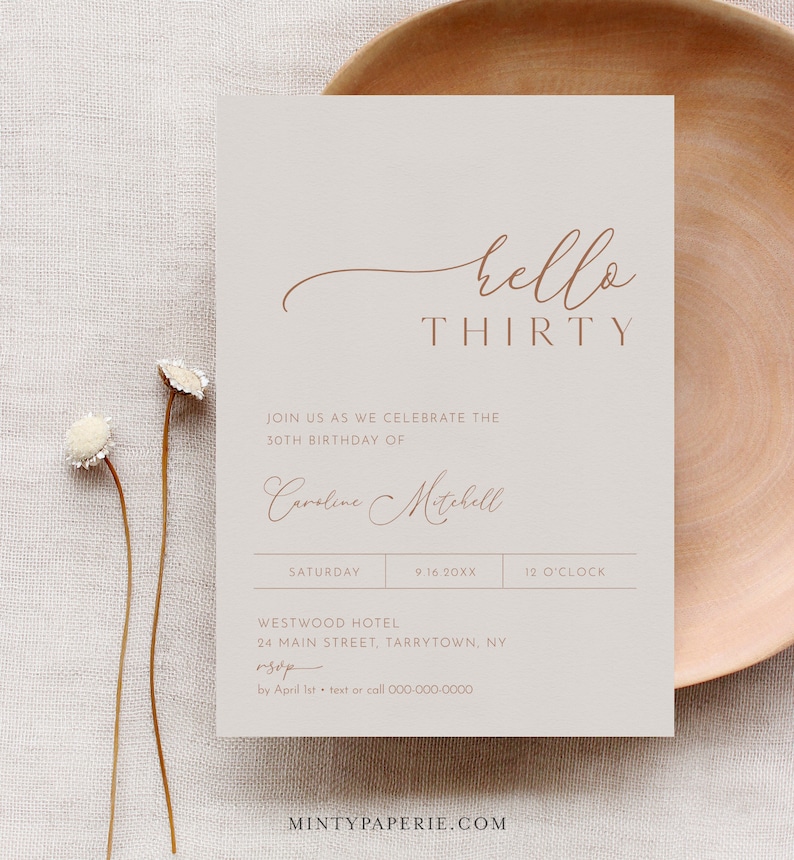 Boho 30th Birthday Invitation Minimal Terracotta Thirty | Etsy