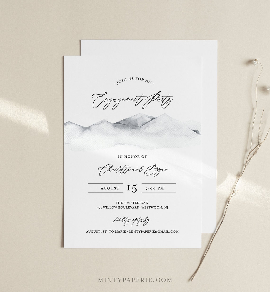 Engagement Party Invitation Rustic Mountain INSTANT | Etsy