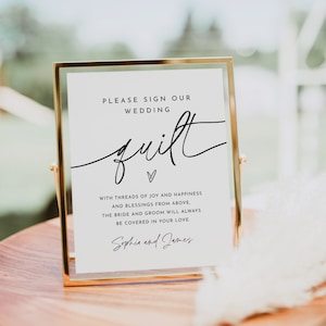 Quilt Guest Book Sign, Sign Our Wedding Quilt Guestbook, Editable ...