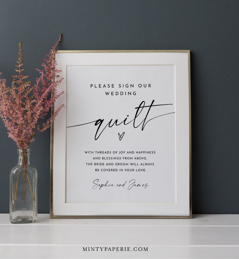 Quilt Guest Book Sign, Sign Our Wedding Quilt Guestbook, Editable ...