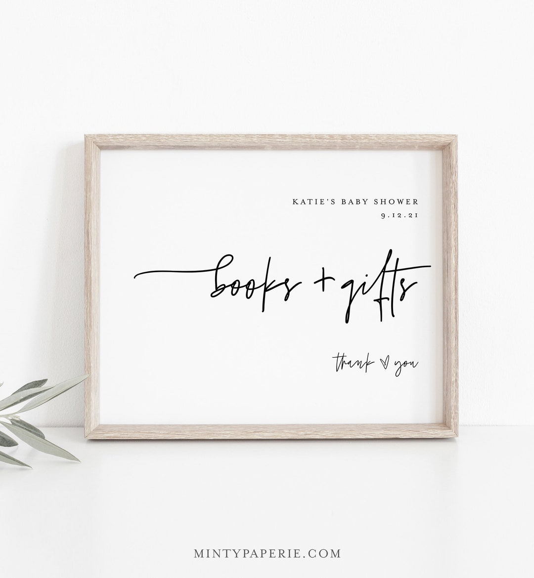 Printable Books and Gifts Sign, Minimalist Baby Shower, Cards and Gifts ...