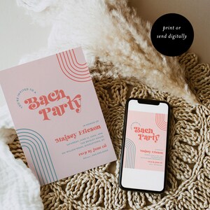 Retro Bachelorette Invitation & Itinerary Timeline, Midcentury Vintage ...