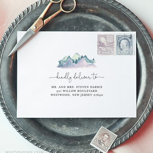 Rustic Mountain Envelope Template, DIY Pine Wedding Address Printable ...