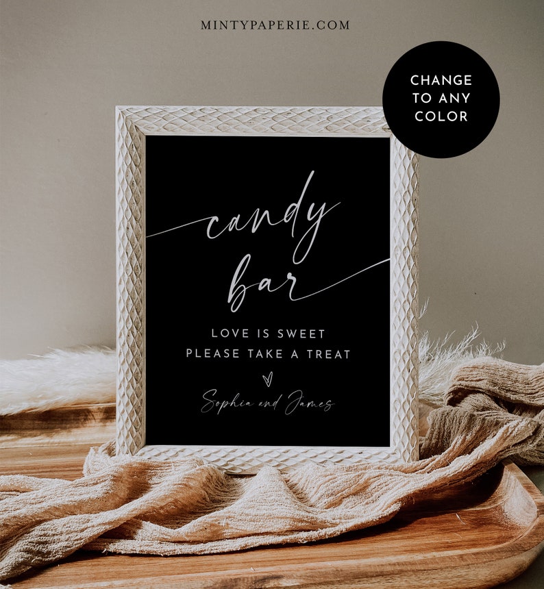 Candy Bar Sign, Love is Sweet Take a Treat, Minimal Wedding Favors Sign ...