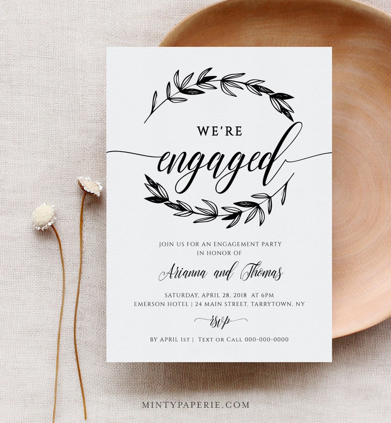 Printable Engagement Party Invitation Template Rustic Wedding | Etsy