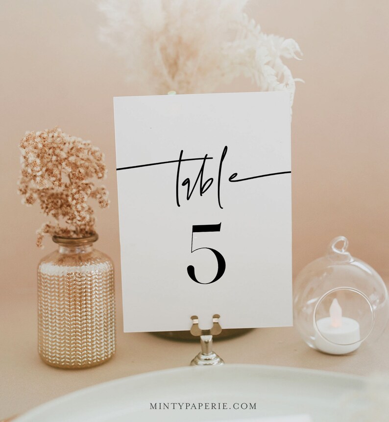 Minimalist Table Number Card Template Simple Clean Modern | Etsy