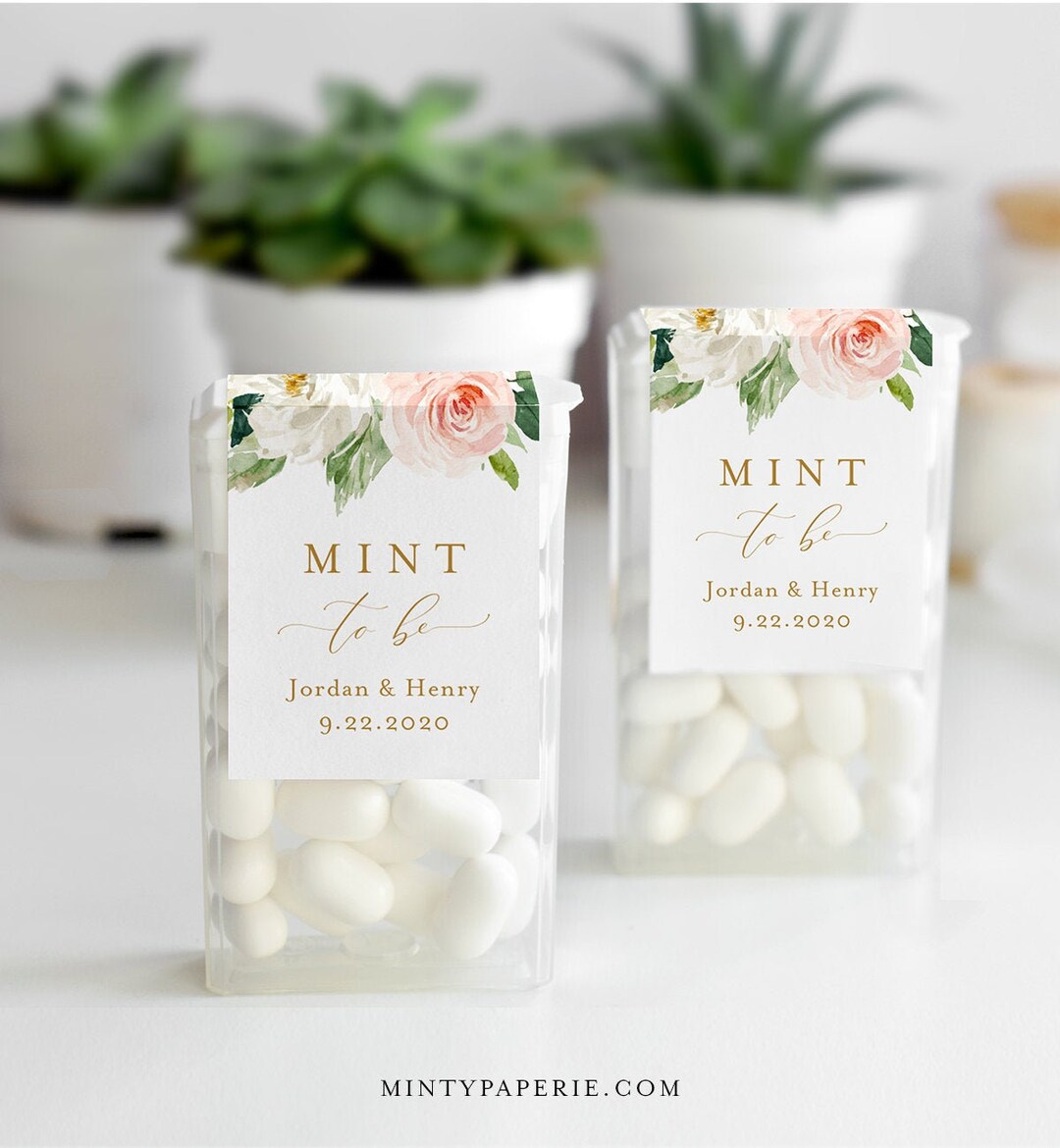 Mint to Be Label Template, Tic Tac Wraparound, Boho Floral Wedding or ...