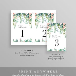 Lush Garden Table Number Card Template, Greenery Wedding Table Number ...