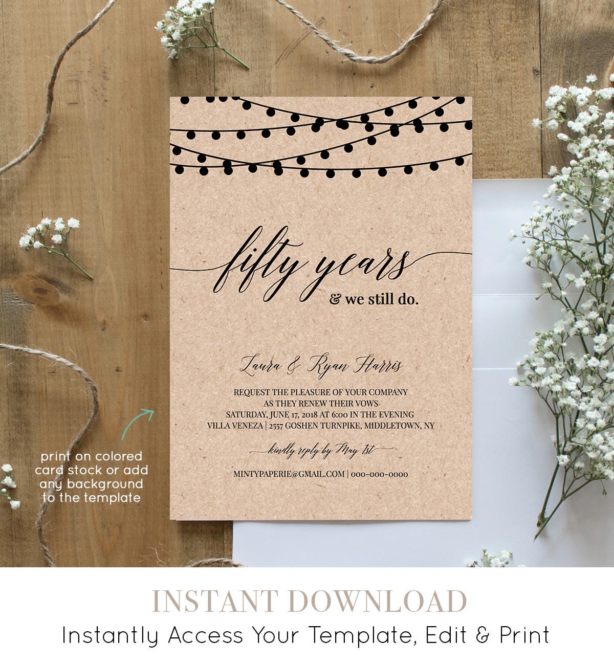 Vow Renewal Invitation Template Chalkboard Wedding Anniversay Invite