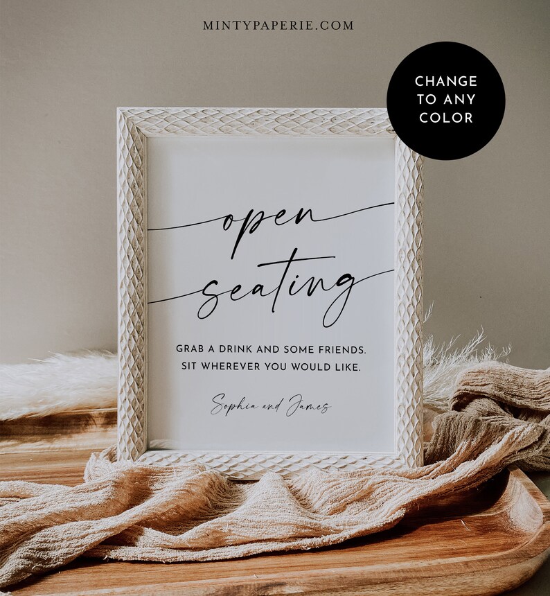 Open Seating Wedding Sign, Bohemian, Sit Anywhere Welcome Sign ...