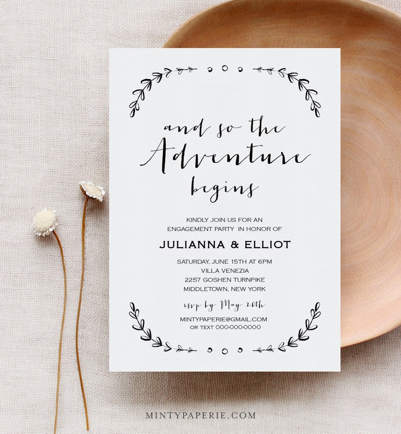 Rustic Engagement Party Invitation Template Printable - Etsy