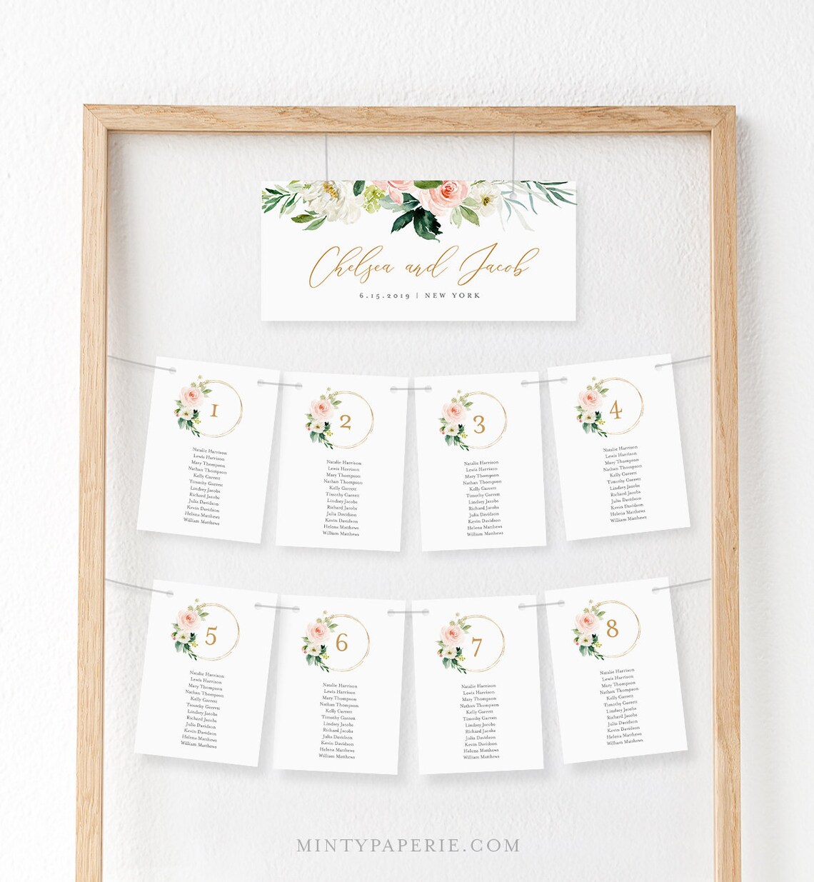 Seating Chart Printable, Table Seating Cards, Boho Floral Wedding ...