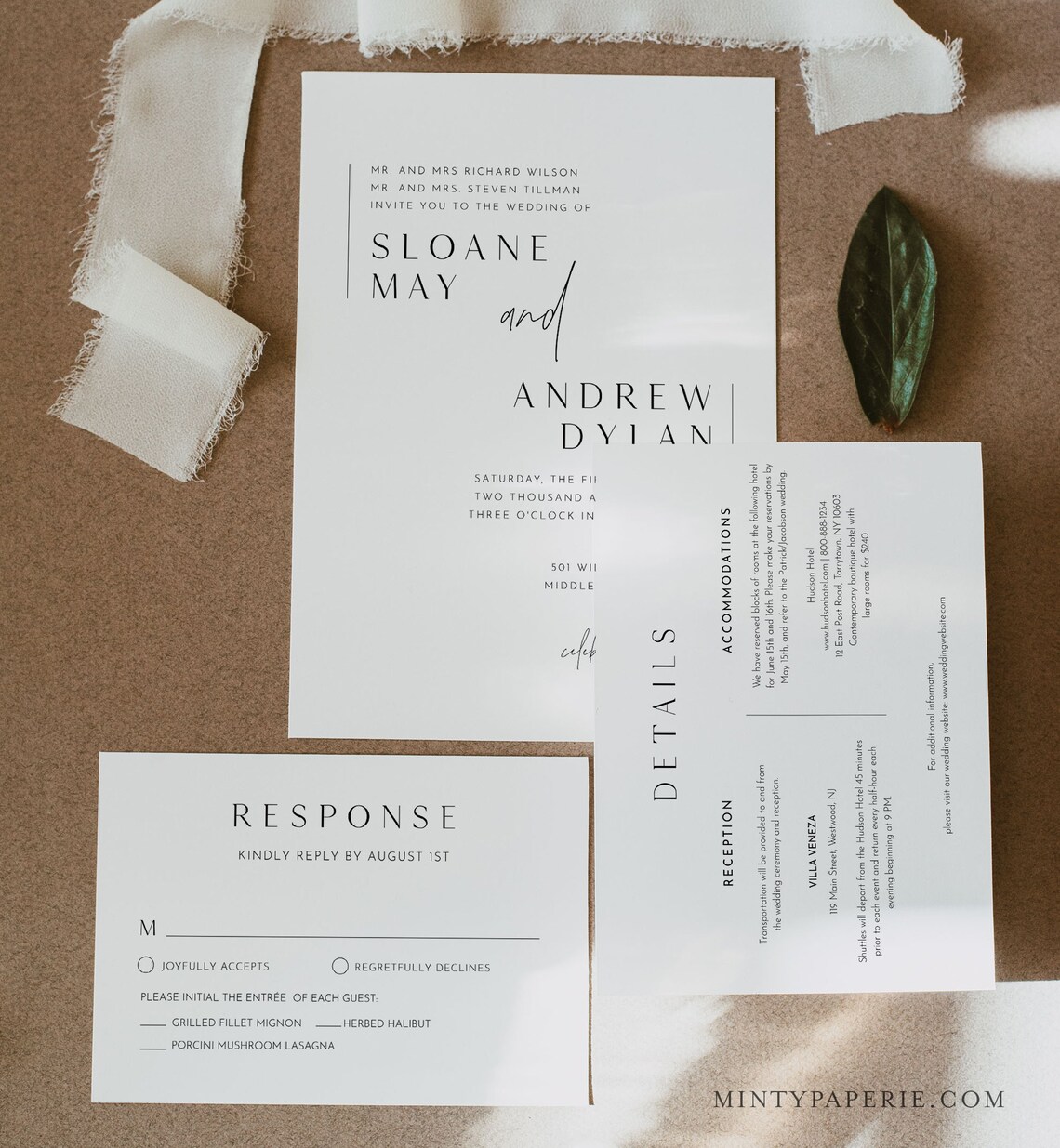 Minimal Wedding Invitation Set Elegant Modern Simple - Etsy