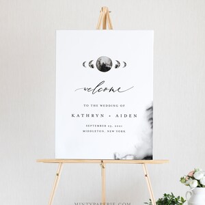 Celestial Moon Wedding Welcome Sign, Printable Minimalist Wedding or ...