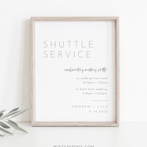 Shuttle Service Wedding Sign, Minimalist Transportation Sign, Trolly ...