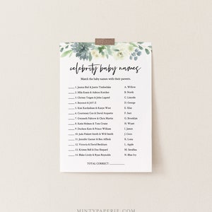 Celebrity Baby Name Game, Printable Baby Shower Game, Baby Name Game ...