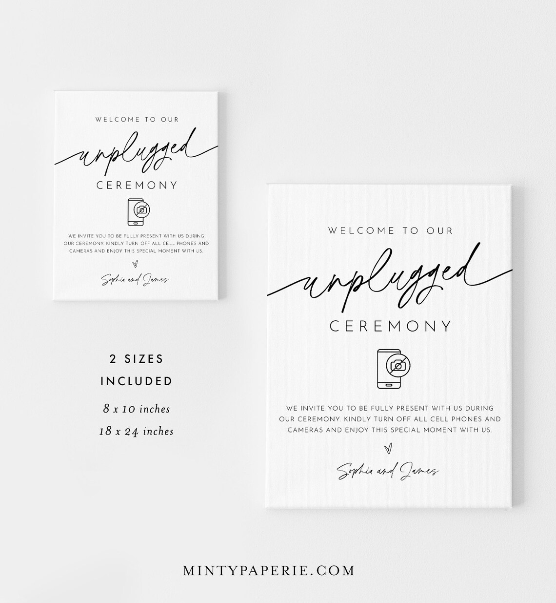 Unplugged Ceremony Wedding Sign Minimal Welcome Sign No - Etsy