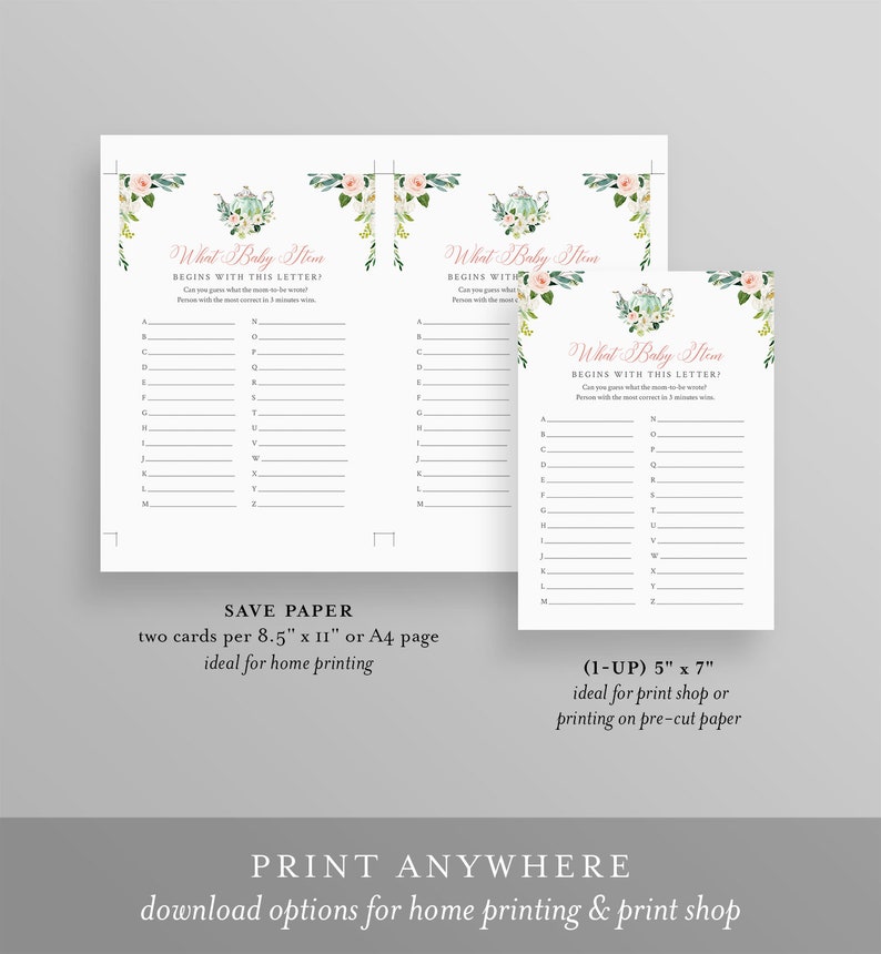 Baby ABC Game Printable Tea Party Baby Shower Game What Baby | Etsy