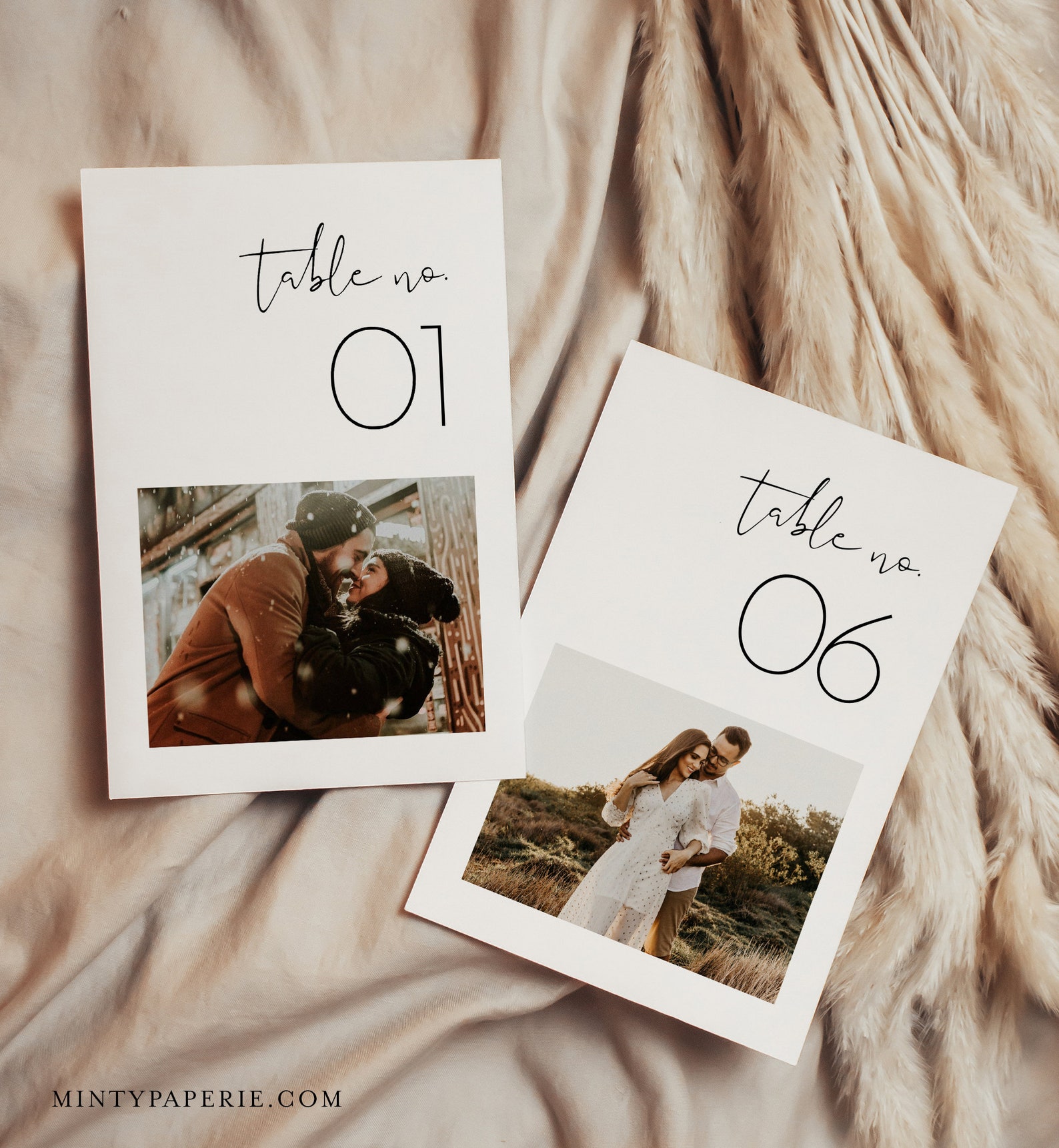 Photo Table Number Card Template Minimalist Simple Clean - Etsy