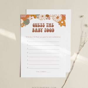 Baby Food Game, Guess the Baby Jar Food, Retro Groovy Baby Shower Game ...