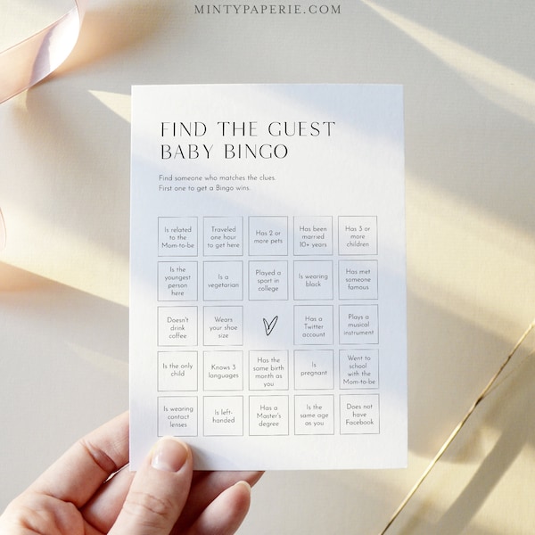 Find the Guest Baby Shower Bingo - Etsy