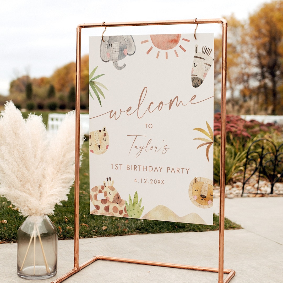 Safari Welcome Sign Template, Printable Birthday, Baby Shower Welcome ...