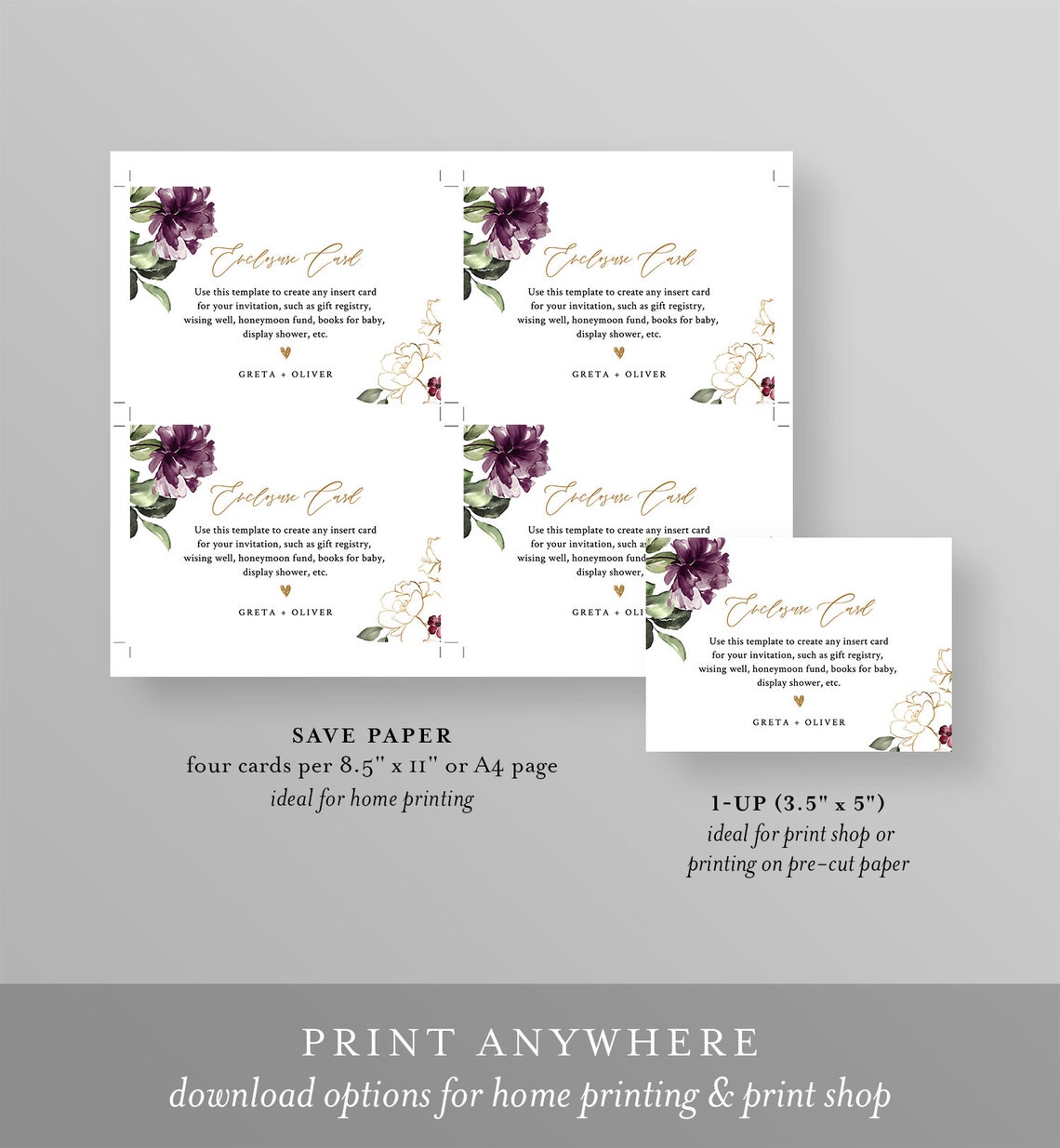 Editable Enclosure Card Template Create Any Insert Card for - Etsy