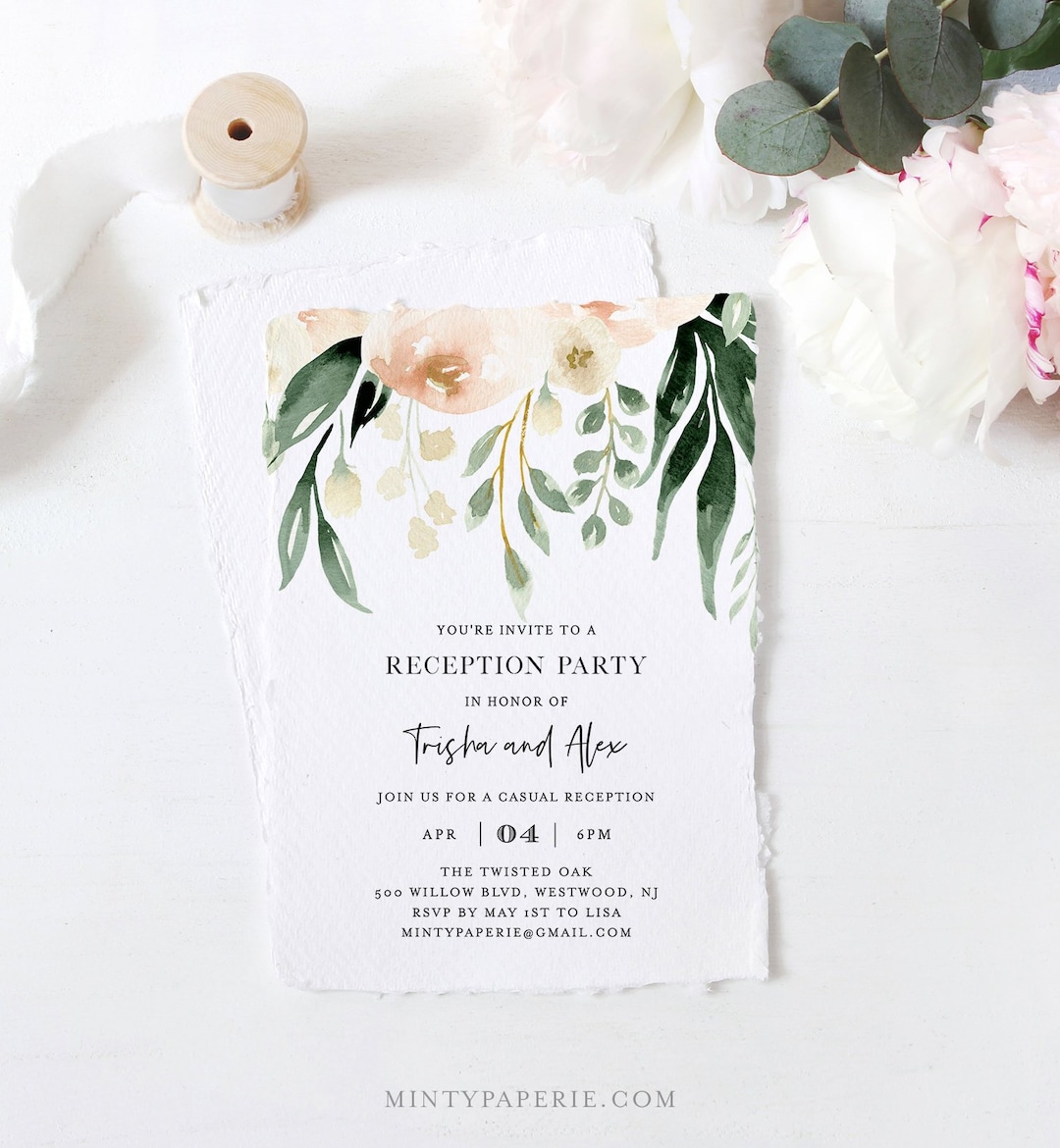 Reception Party Invitation Template, Elopement Invite, Casual Wedding ...