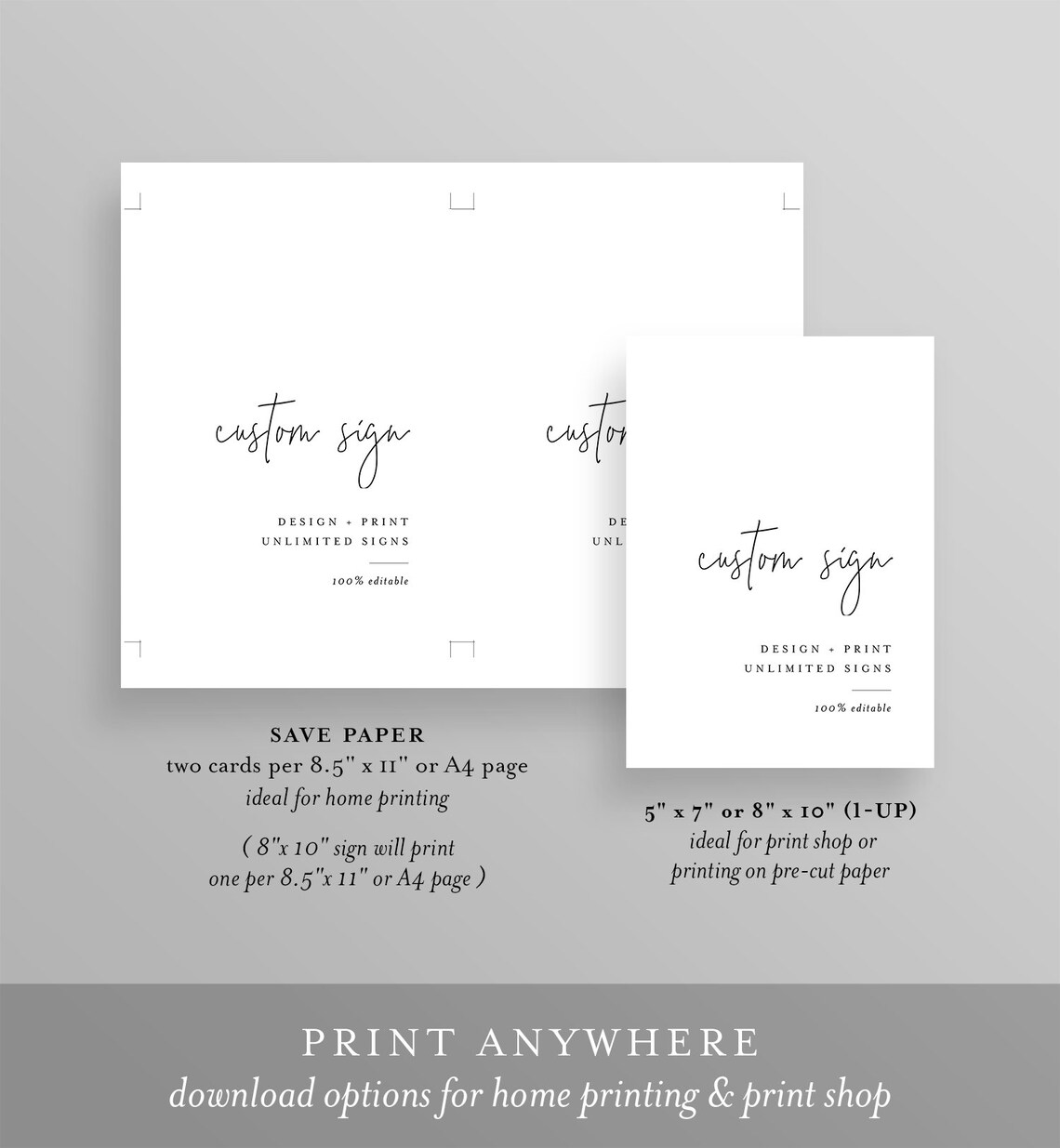 Minimalist Custom Sign Template Modern Simple Wedding or - Etsy