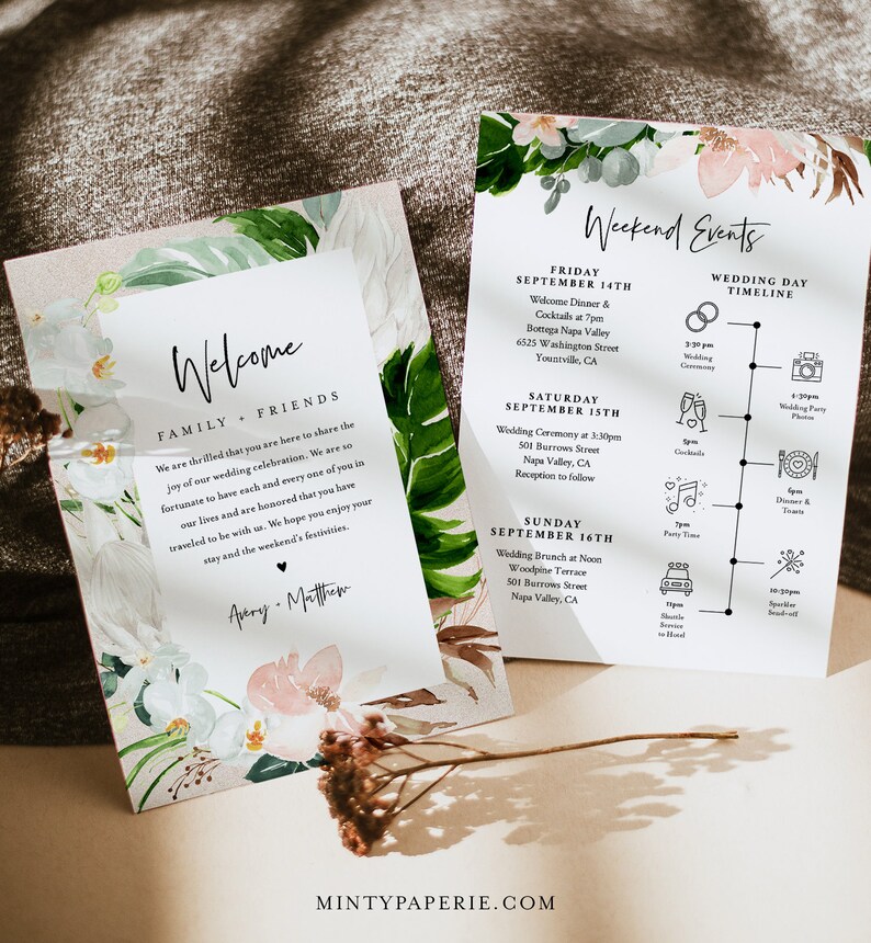 Tropical Welcome Letter & Itinerary Template Beach Wedding - Etsy