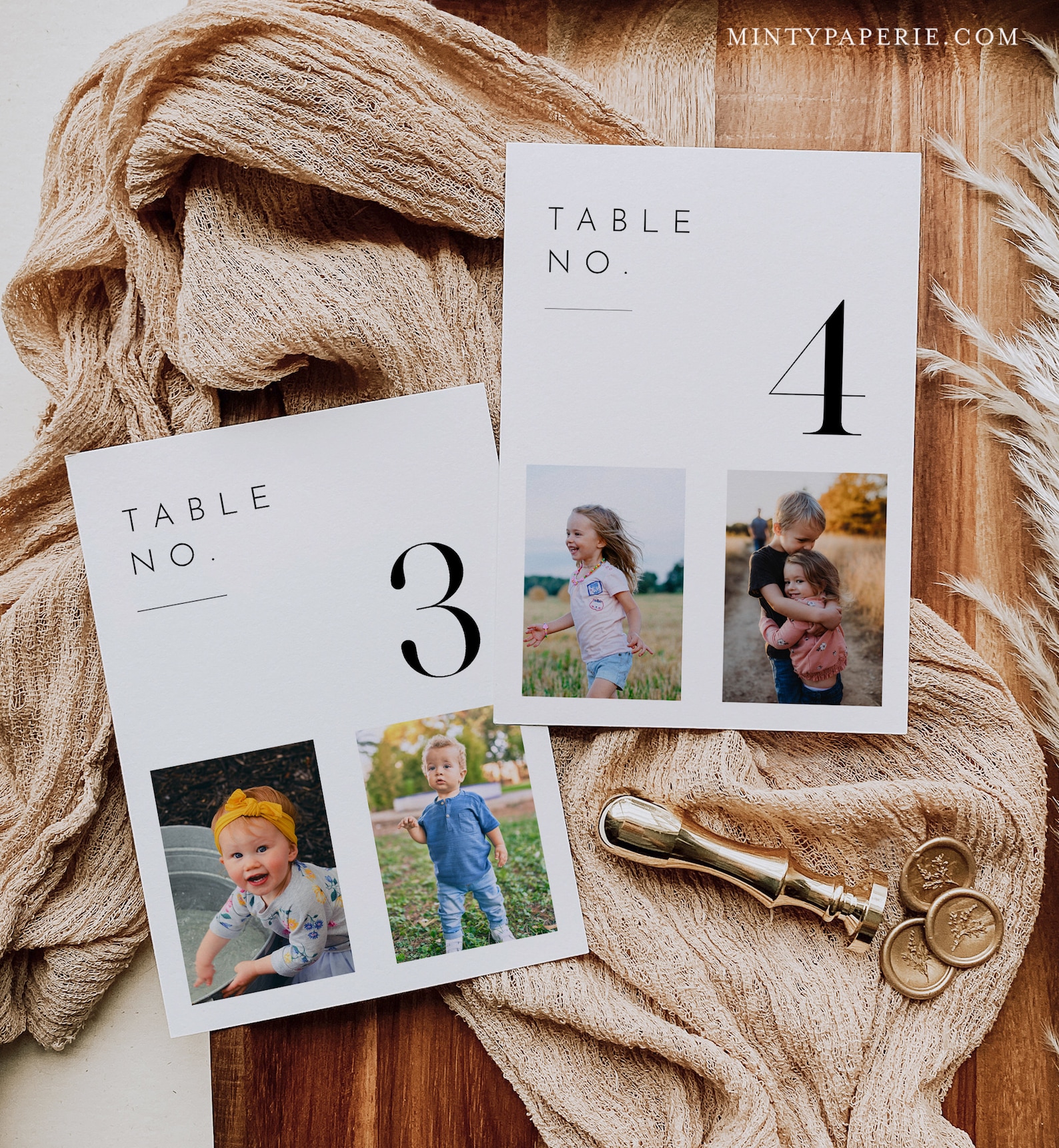 Photo Table Number Card, Baby / Childhood Pictures, Minimalist Wedding ...