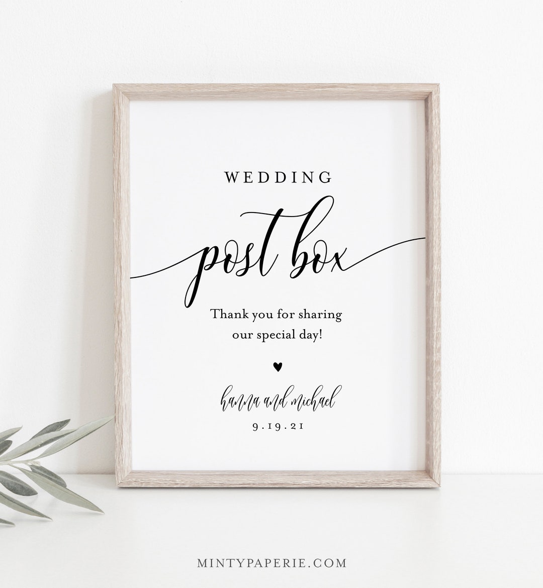 Wedding Post Box Sign, Wedding Card Sign, Minimalist Modern Postbox ...