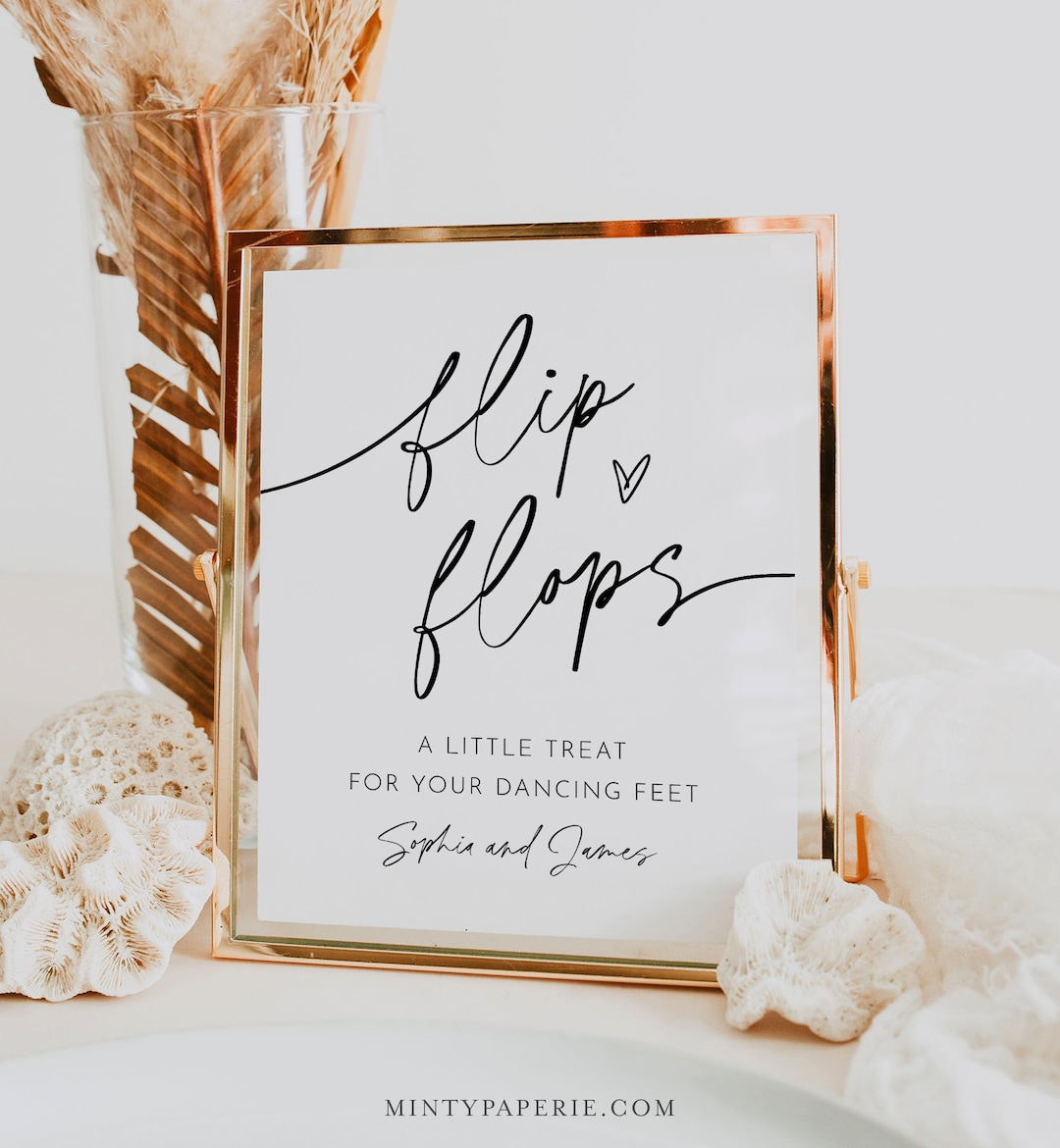 Flip Flop Sign, Wedding Dancing Feet Sign, Minimalist Dance Floor ...