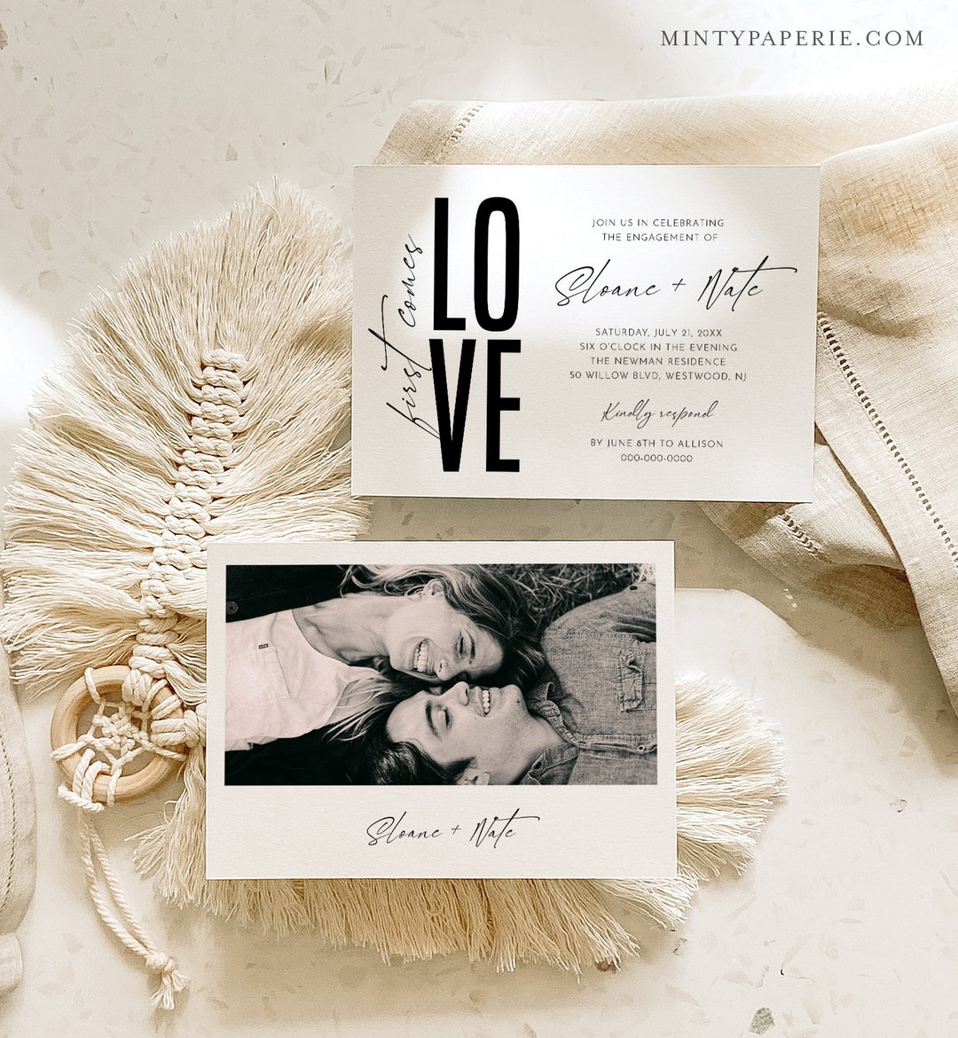 Photo Engagement Party Invitation Template, Modern Engagement ...