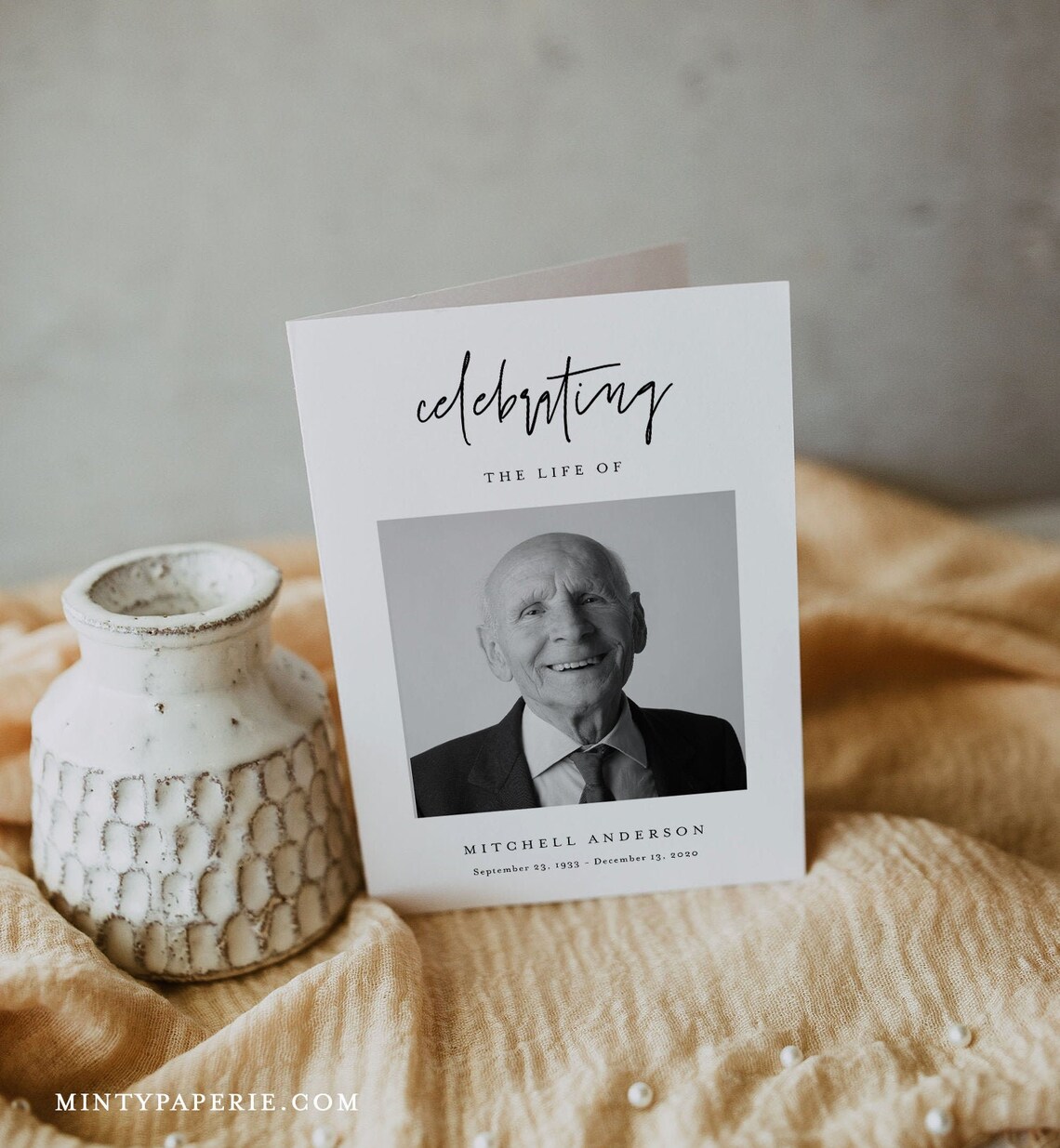 Minimalist Funeral Program Template, Printable Order of Service ...
