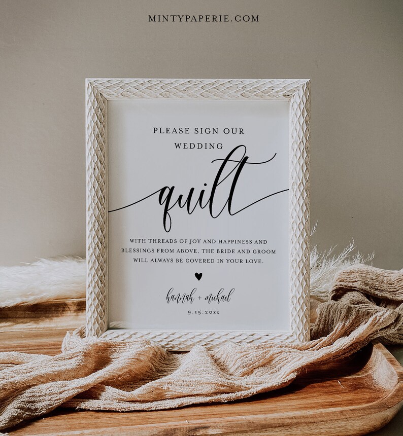 Quilt Guest Book Sign, Sign Our Wedding Quilt Guestbook, Editable ...