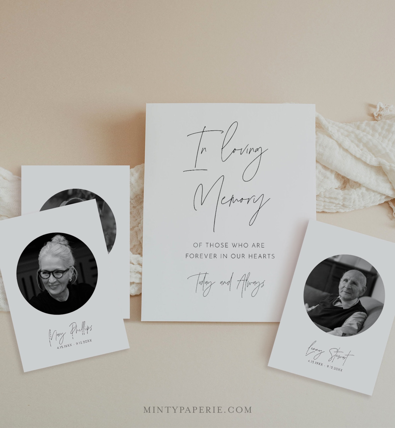 In Loving Memory Sign and Memorial Photo Cards, Editable Text and Image ...