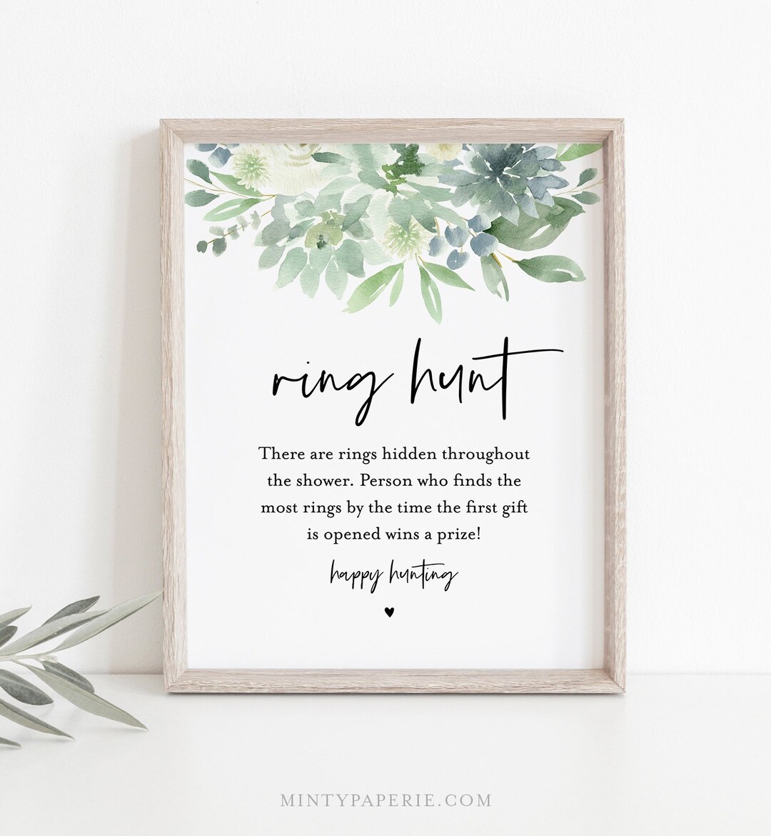 Ring Hunt Game, Succulent Bridal Shower Game, Printable & Editable Ring ...