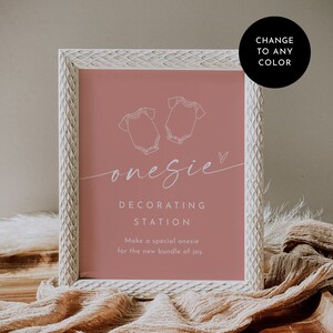 Decorate a Baby Outfit Sign, Minimalist Baby Shower Activity, Editable ...