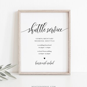 Shuttle Service Wedding Sign, Minimalist Transportation Sign, Trolly ...