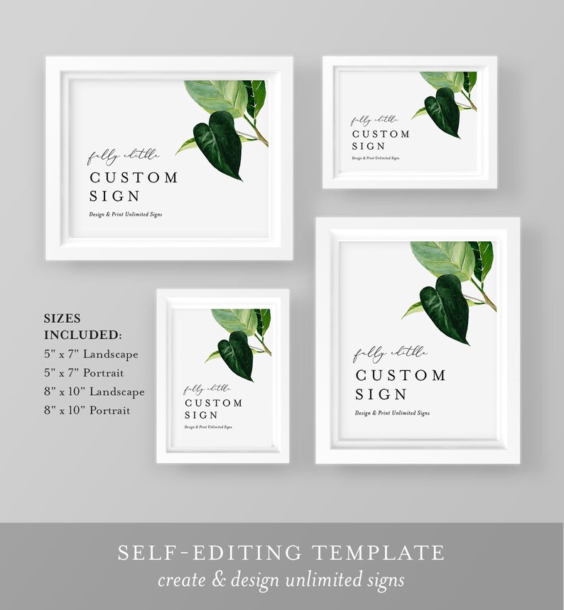 Modern Tropical Custom Sign Template Minimalist Wedding or | Etsy