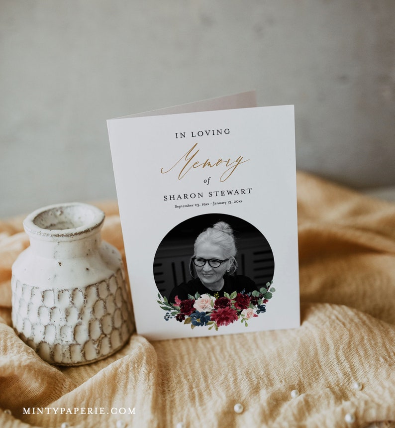 Floral Funeral Program Template Printable Order of Service - Etsy