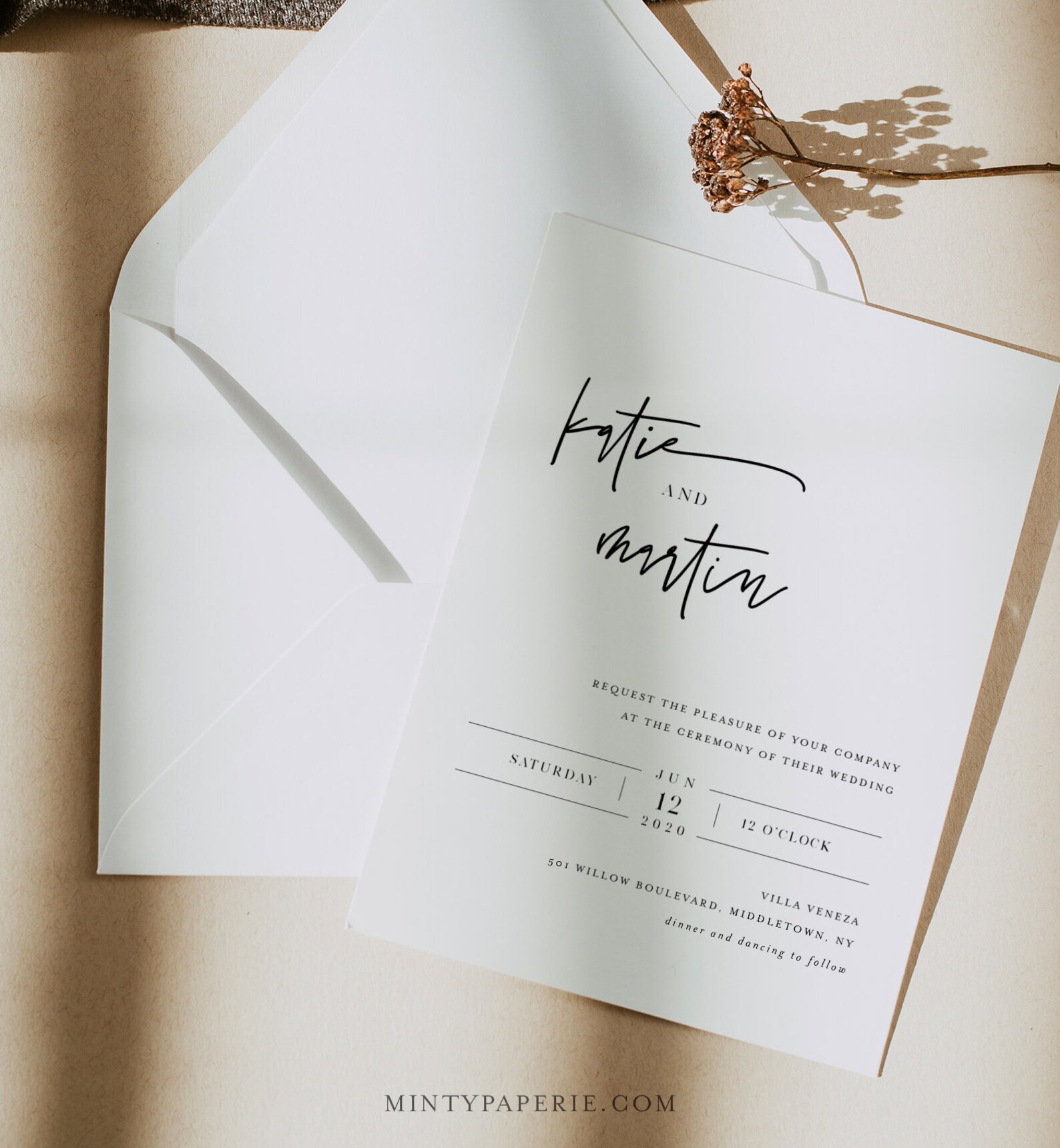 Modern Wedding Invitation Set, Simple, Minimalist, Basic Wedding Invite ...